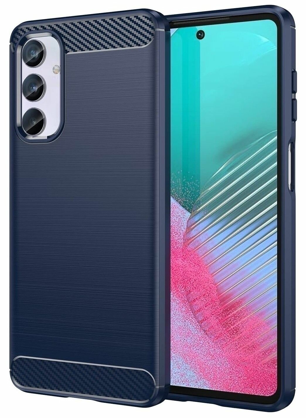 Чехол для Samsung Galaxy M54 5G силиконовый карбон сталь синий