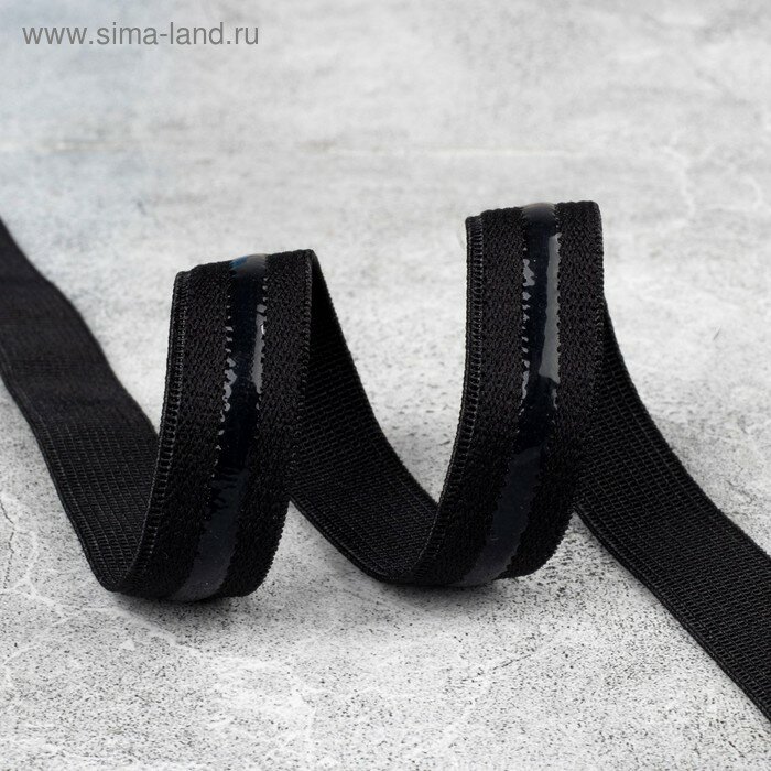 Резинка с силиконом, 15 мм, 10 ± 1 м, цвет чёрный, 4684577