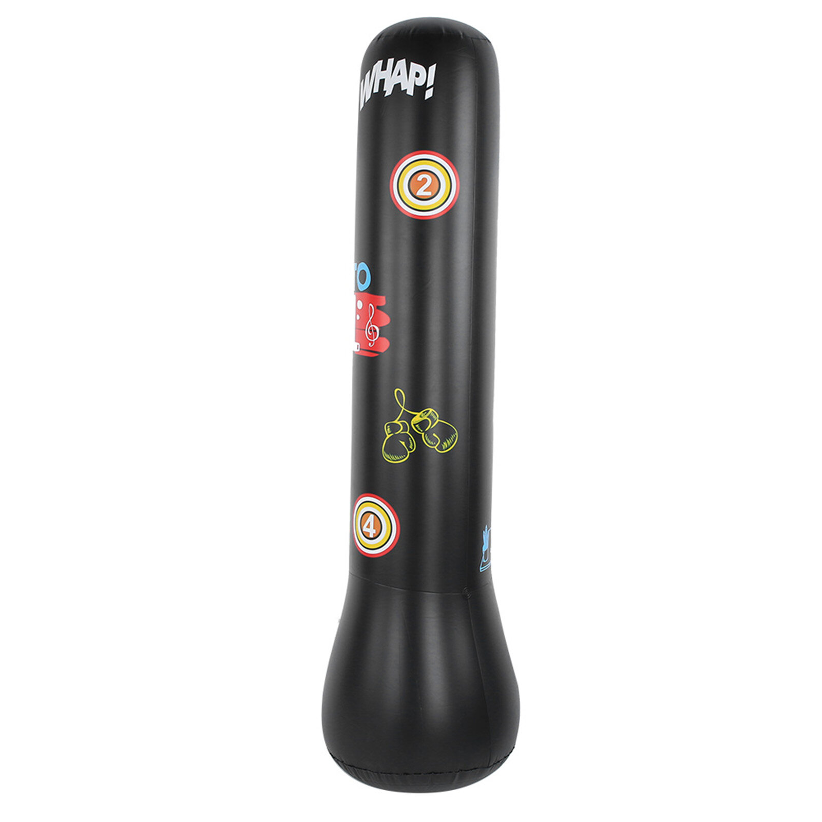 Утолщенная надувная боксерская груша, отдельно стоящая, фитнес-качалка для снятия стресса для взрослых и детей (1,5 м, черная)