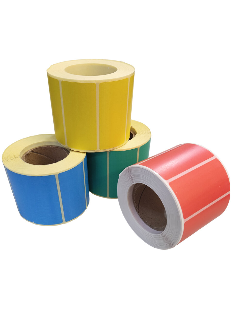 Термоэтикетки цветные 58х30 мм ЭКО, 700 шт/рул, втулка 40мм (4 рул. в упаковке) / Самоклеящиеся этикетки для термопринтера.