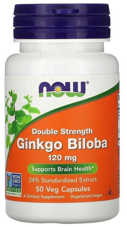 NOW Foods Ginkgo Biloba, Гинкго Билоба 120 мг 50 капсул