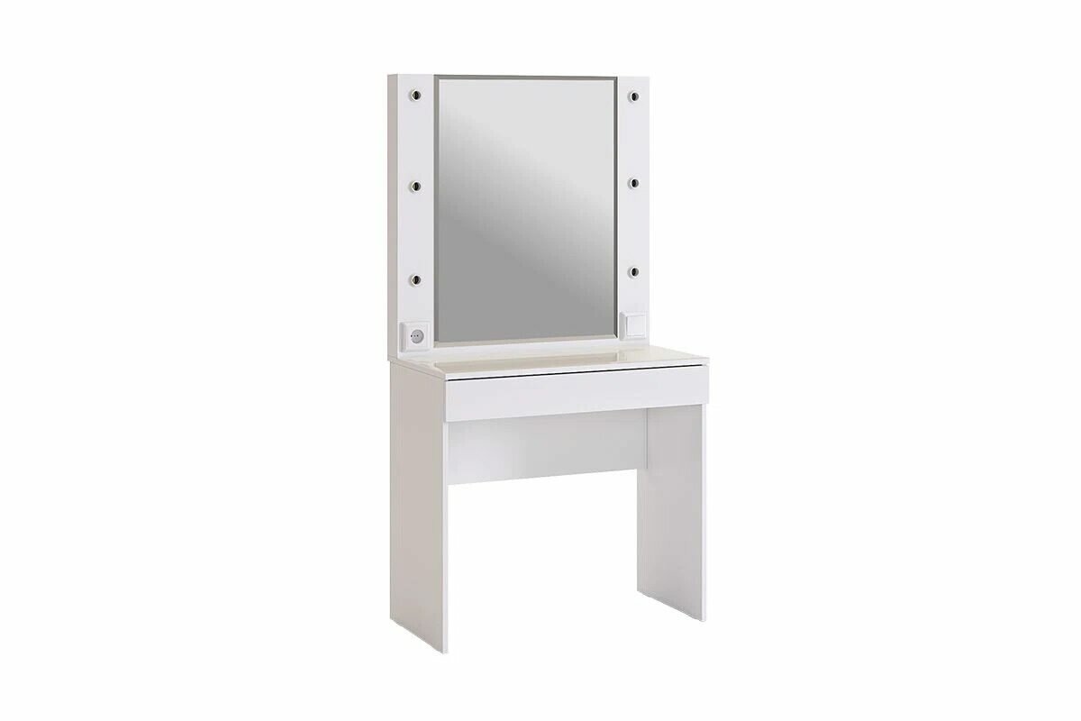 Трюмо «Гламур» с подсветкой, белый/белый глянец (800х500х1560)