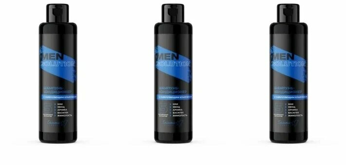 Шампунь-Кондиционер Белита эконом с укрепляющим комплексом Men Solution, 400 г, 3 шт