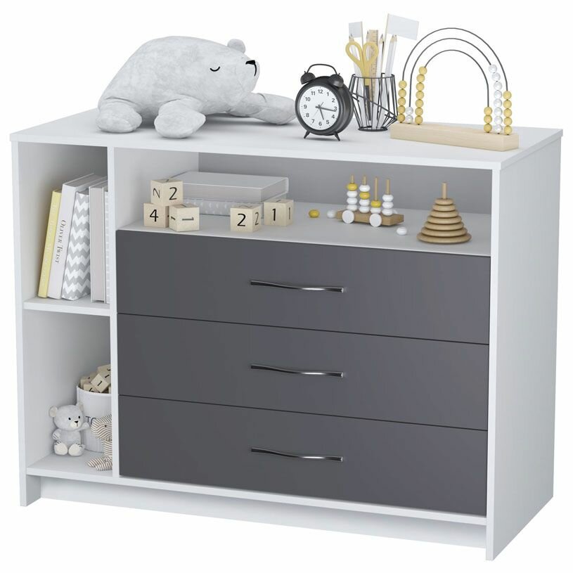 Комод Simple 2110 Белый/Графит (Polini) (Polini Kids)