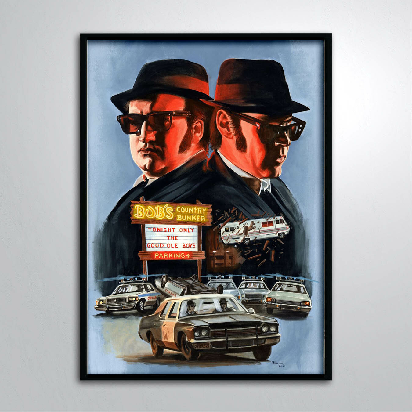 Постер без рамы/Братья Блюз Джон Белуши Дэн Эйкройд Арт The Blues Brothers