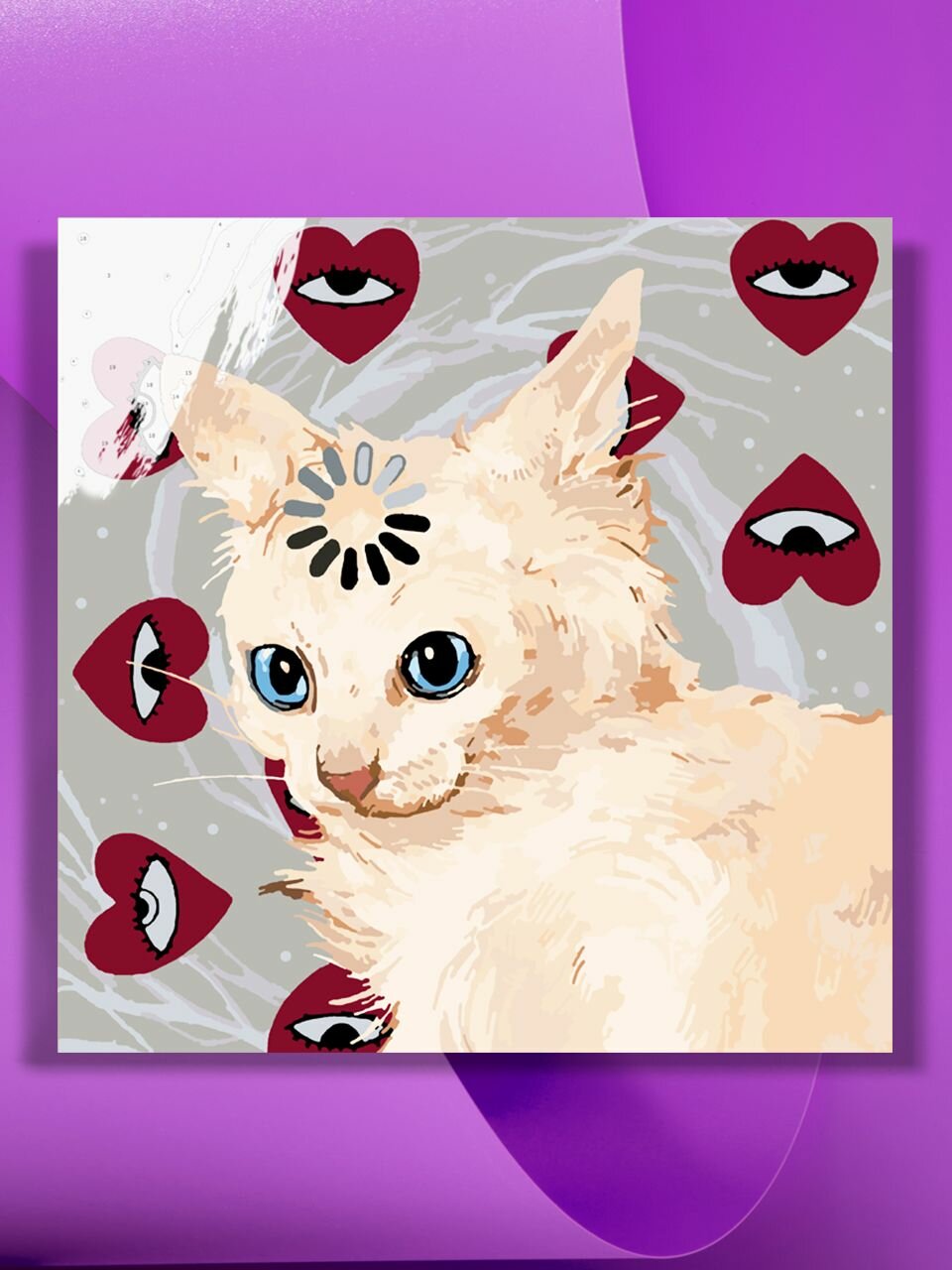 Картина по номерам на холсте Кот Мем загрузка, 40 х 40 см