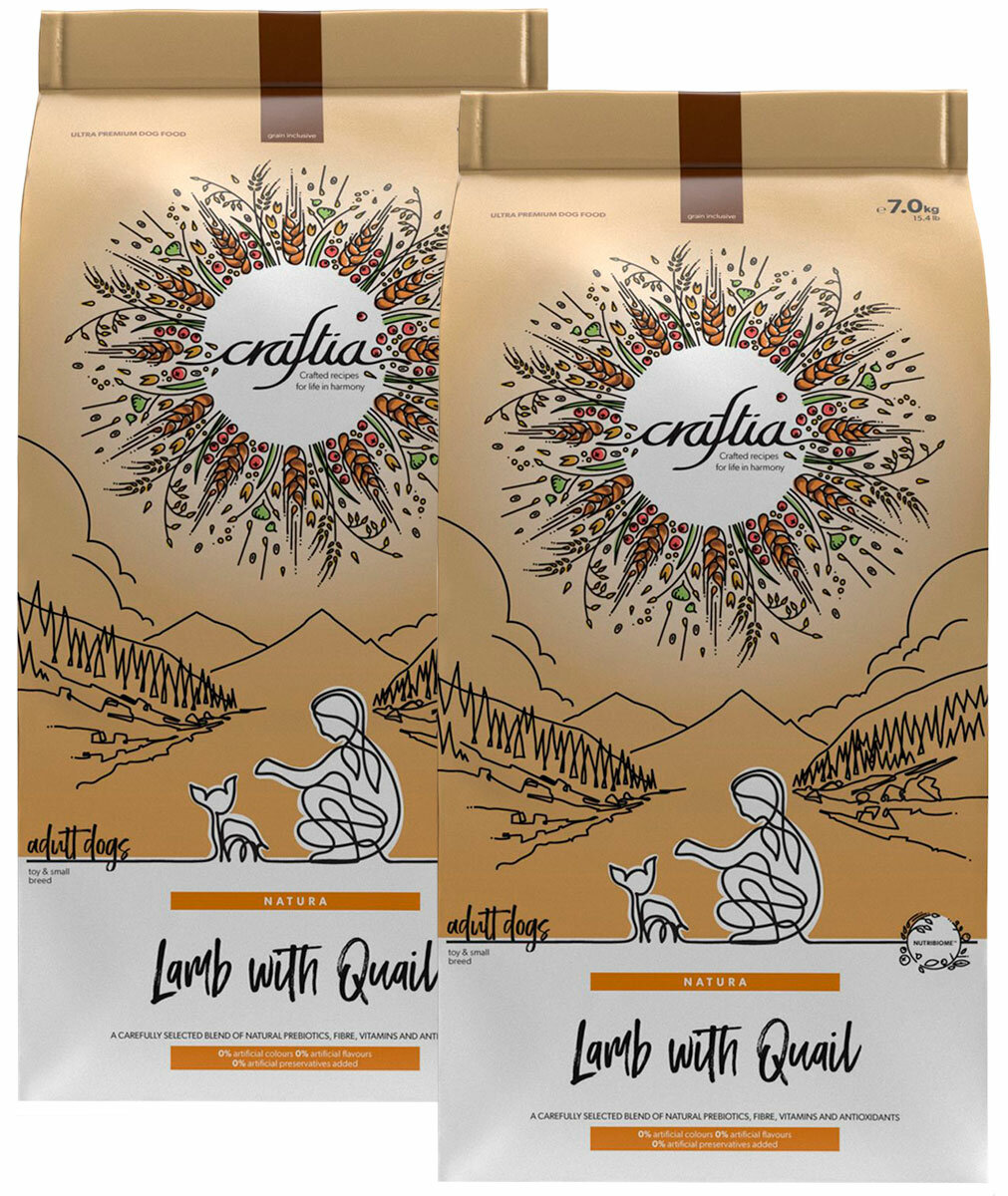 CRAFTIA NATURA ADULT DOG TOY&SMALL BREED LAMB&QUAIL взросл соб мал пород с ягненком и перепелкой 7 + 7 кг