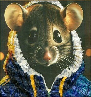 Набор для вышивания Вышиваем бисером #В-129 Мышонок, Вышивка бисером, 19 х 19 см