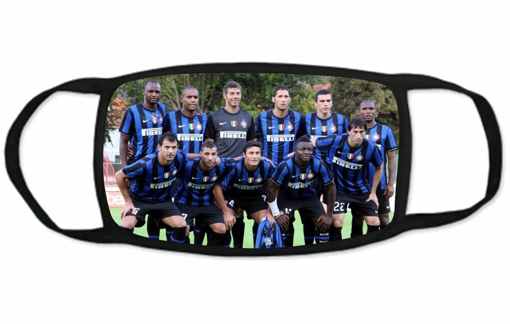 Тканевая маска на лицо Интер, FC Inter №4, Взрослая 20 на 12,5 см.