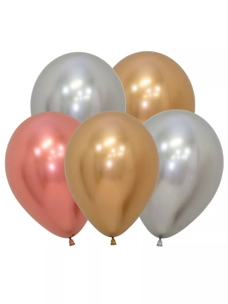Рефлекс Ассорти Де люкс (Зеркальные шары) / Reflex Assorted Deluxe, латексный шар (5"/12,5 см ) 50 шт. / SEMPERTEX, Колумбия