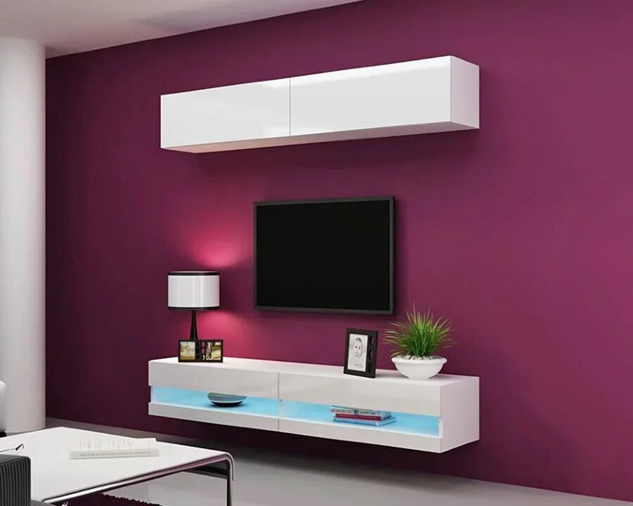 Гостиная Виго нью 12 МДФ Белый DM635-6 / Белый Фасадный 0101 NEW 180x42x180 см, белый, белый фасадный Фиеста