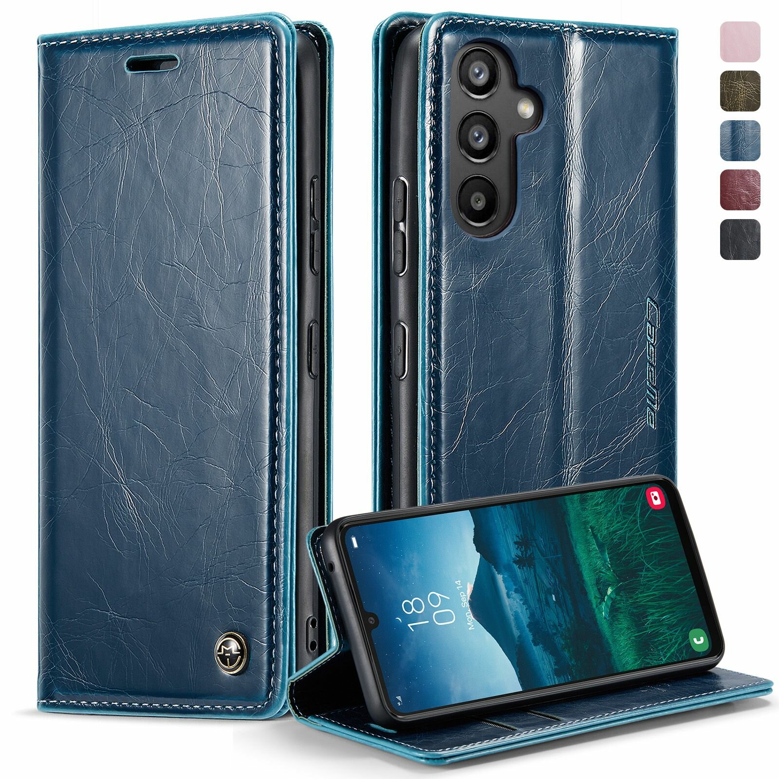 CaseMe Кожаный книжка чехол для Samsung Galaxy A34 5G / Самсунг A34 5G с визитницей из экокожи