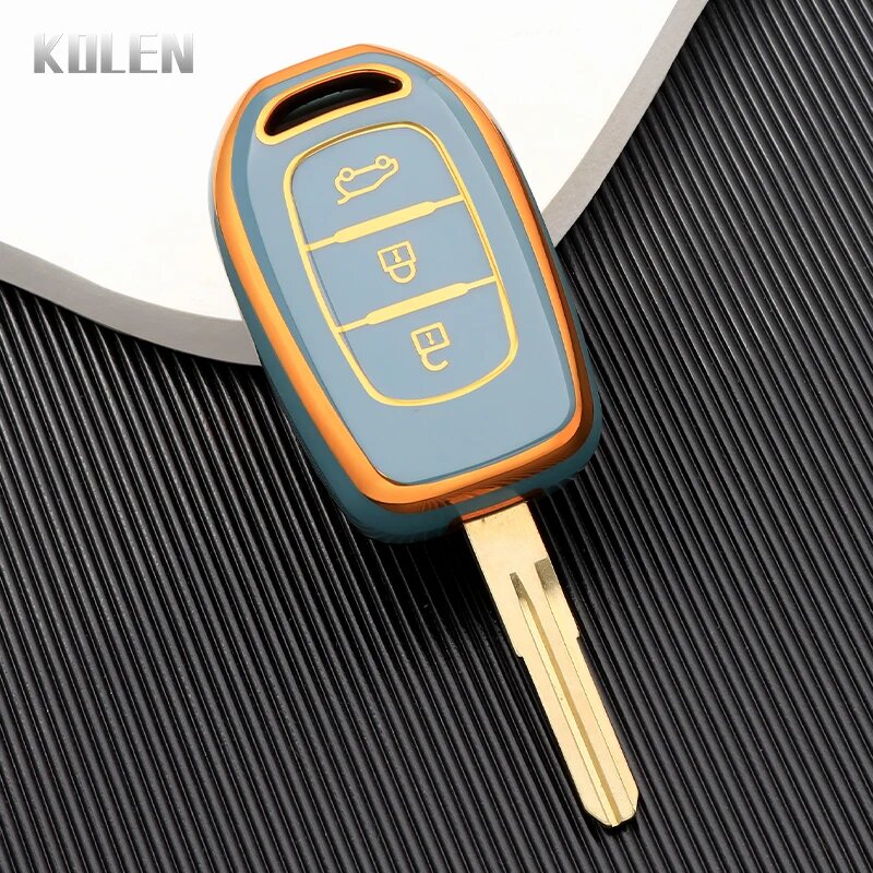 Новый чехол для автомобильного ключа из ТПУ для Renault Kwid Traffic Symbol для Dacia Sandero Logan Duster 2016 2017 2018, аксессуары для брелоков 3 Button G-Gray