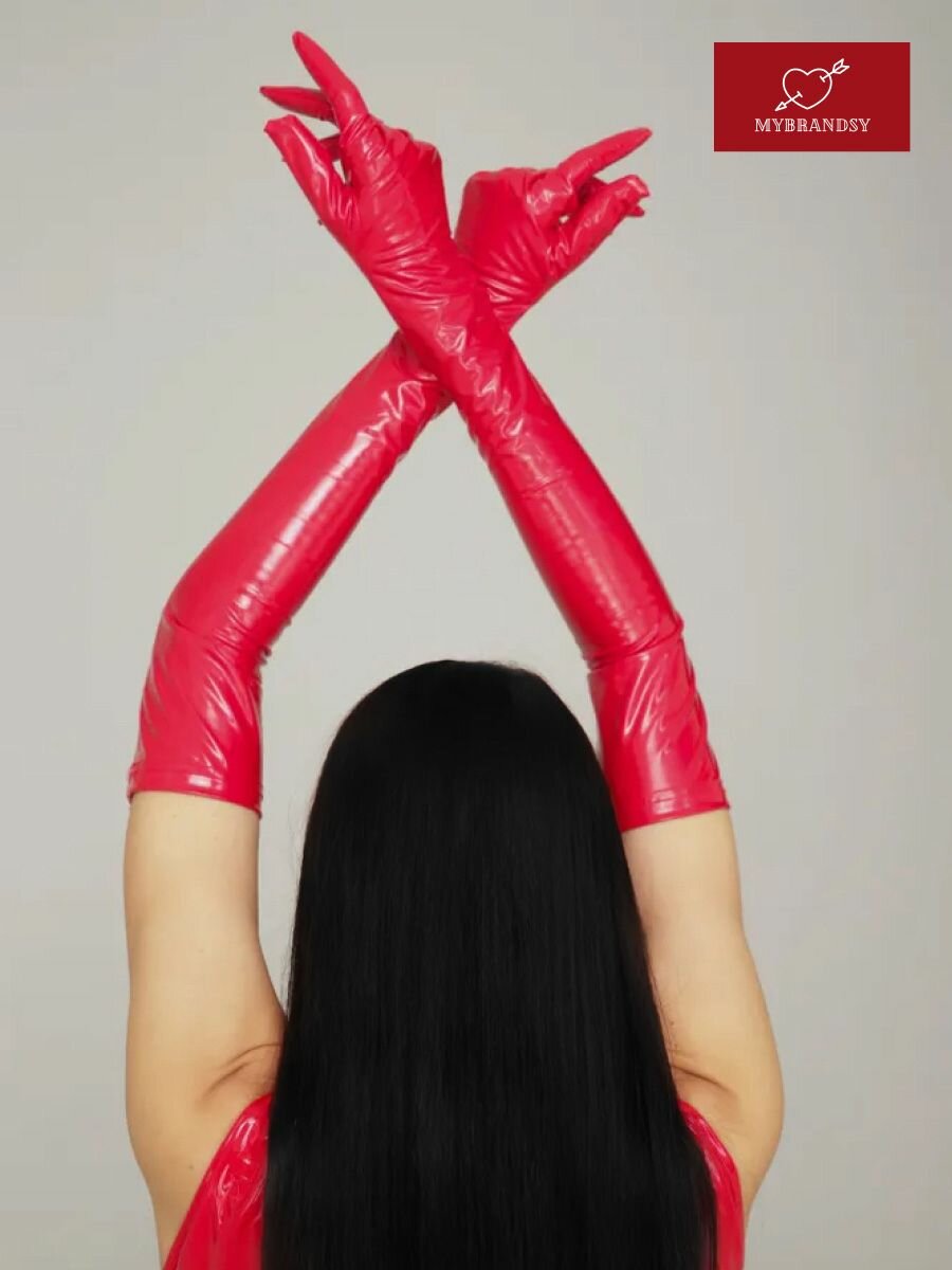 Перчатки эротические MYBRANDSY, длинные перчатки бдсм для ролевых игр латекс, черные