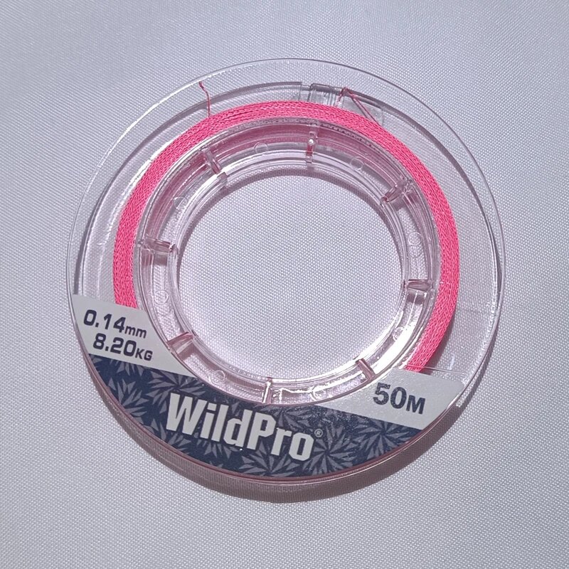 Плетеная зимняя леска 50м, 4 подставки, 4-жильный полиэтилен 0.08mm--4.9kg, pink 50m