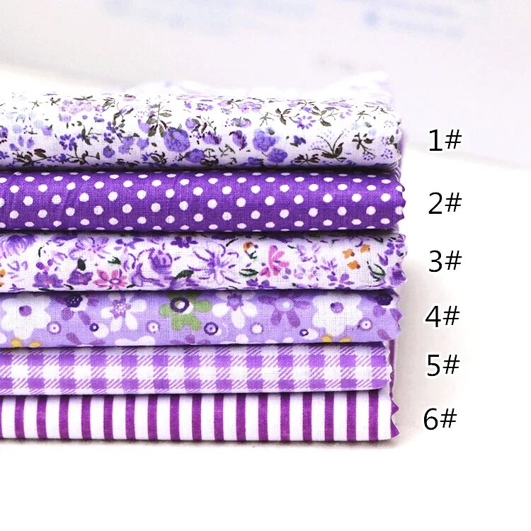 Набор тканей Findohope для квилтинга 7 шт. Сиреневый, фиолетовый