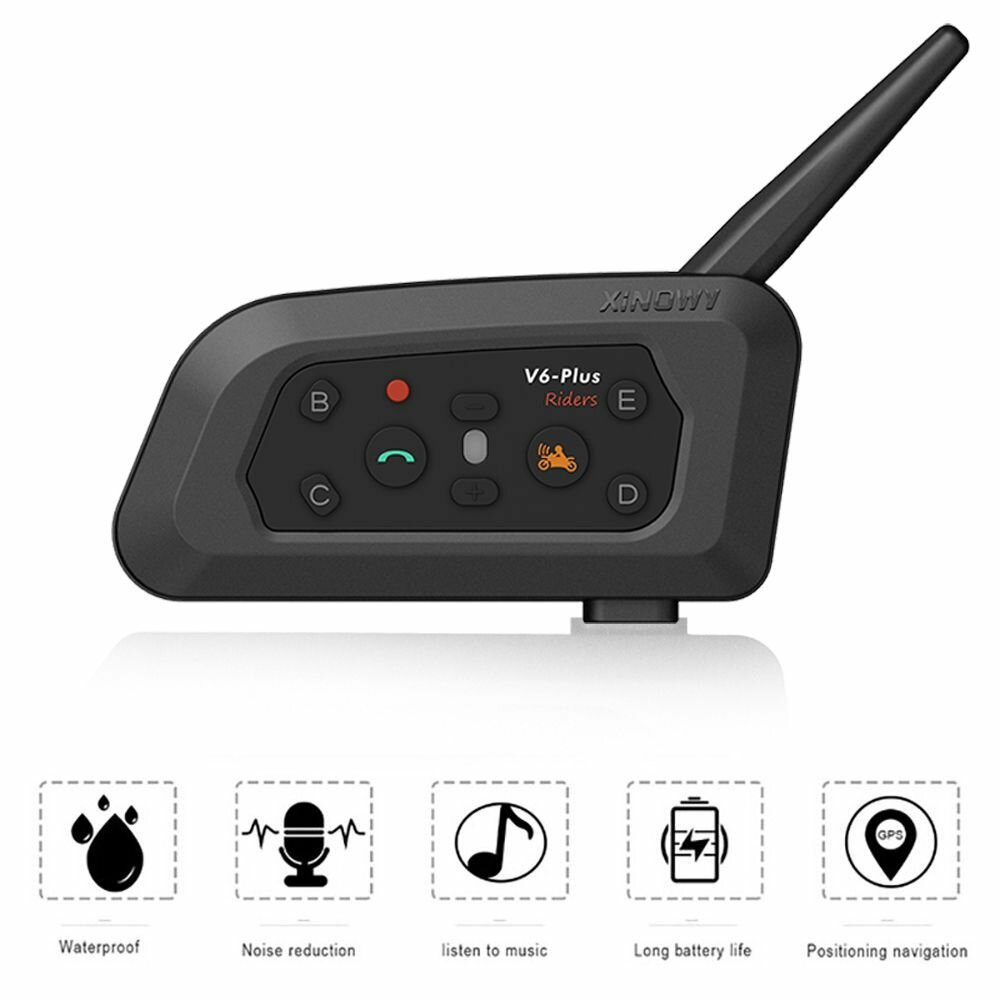 Мотогарнитура и интерком Универсальная/гарнитура для шлема, V6 PLUS, Bluetooth 5.0,1500 метров