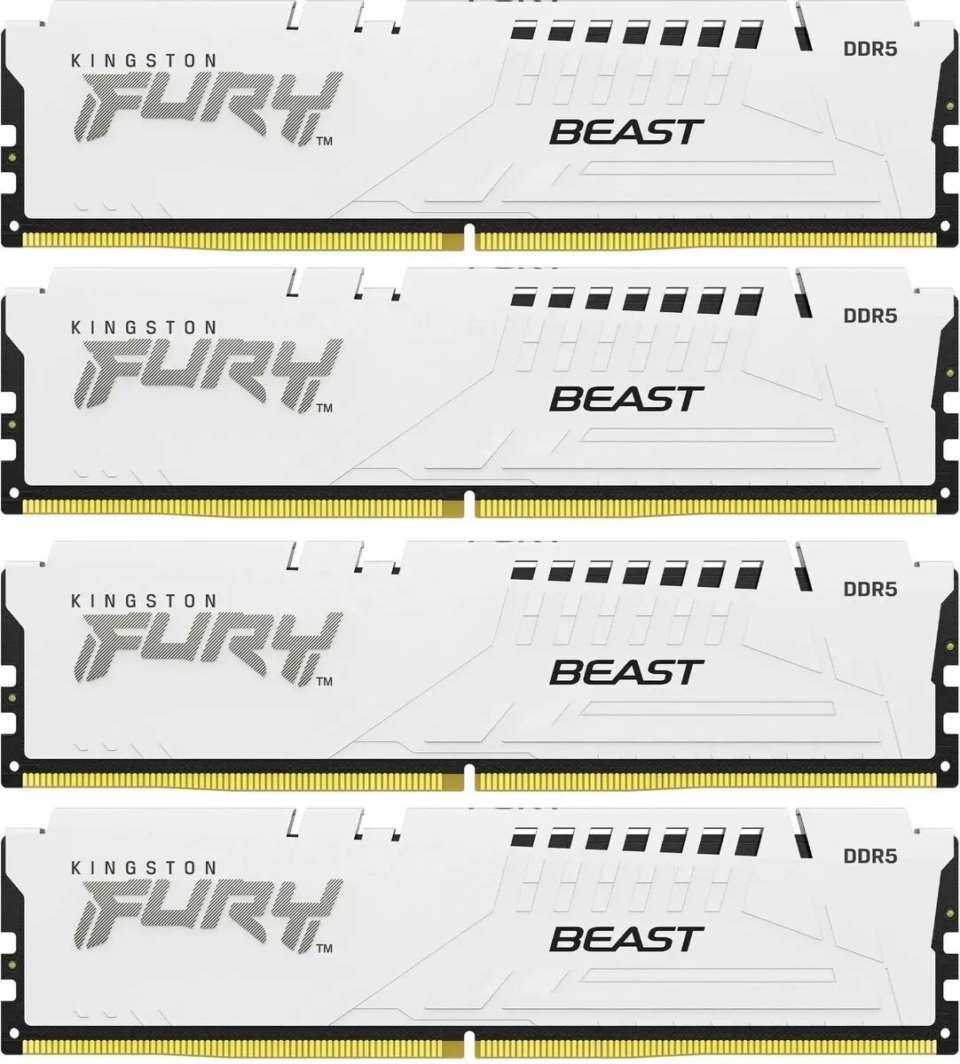 Модуль оперативной памяти Kingston Fury Память оперативная/ Kingston 64GB 6000MT/s DDR5 CL40 DIMM (Kit of 4) FURY Beast White XMP