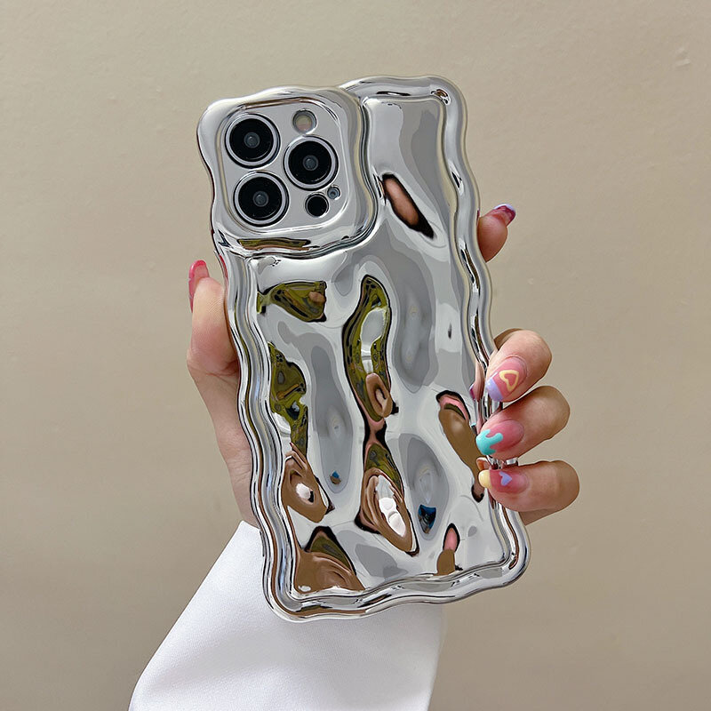 Узор "Метеорит", для iPhone 11/13/15promax, гальванический, серебристый