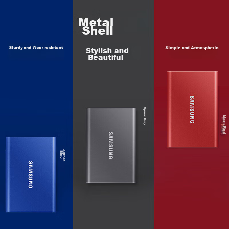 SSD-диск Samsung 4TB Type-C USB 3.2, T7 Gray, NVMe Transfer Speed 1050MB/s, Direct Connection, External for Laptops