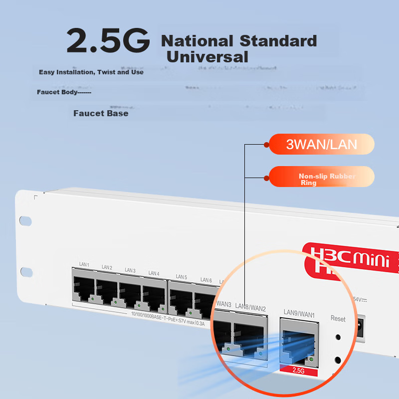 H3C (H3C) AP Panel Whole House WiFi Kit 5 Gigabit Dual-band Wireless AP + 9-port PoE Router Hotel Homestay Home Villa Duplex Enterprise Networking Whole House Router 3000M