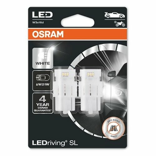 Комплект светодиодных ламп блистер 2шт 12V W21W 2,0W W3x16q LEDriving SL (3 поколение) холодный белы Osram 7505DWP2bl