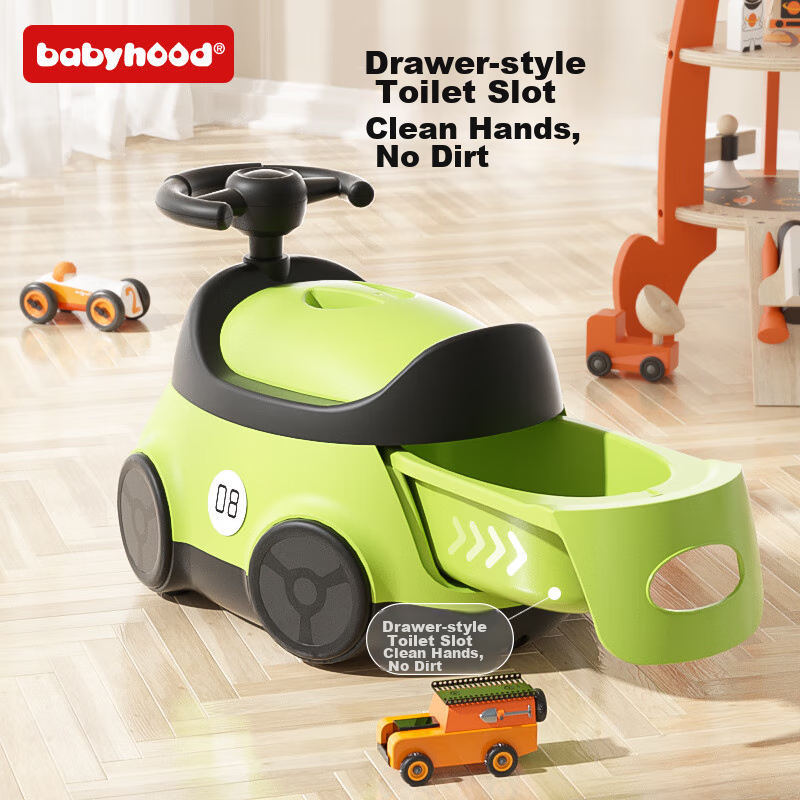 Babyhood Children's Toilet Seat, Potty Training Seat for Boys And Girls, Baby Potty with Cartoon Toy Car, 116 Green