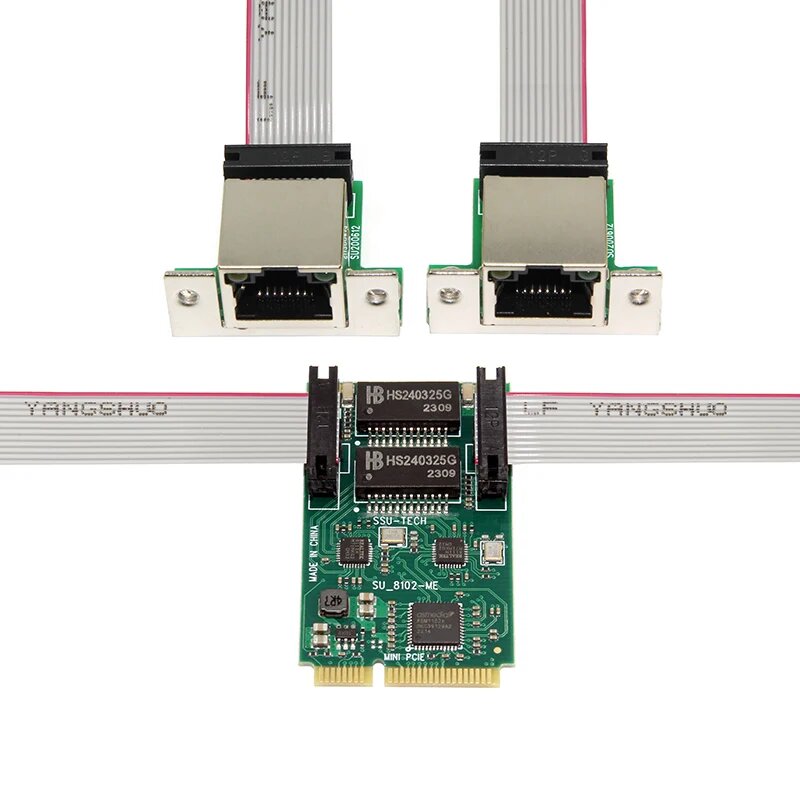 Сетевая карта Mini PCI-E 2 порта 1000Мбит/с, Цвет: COM
