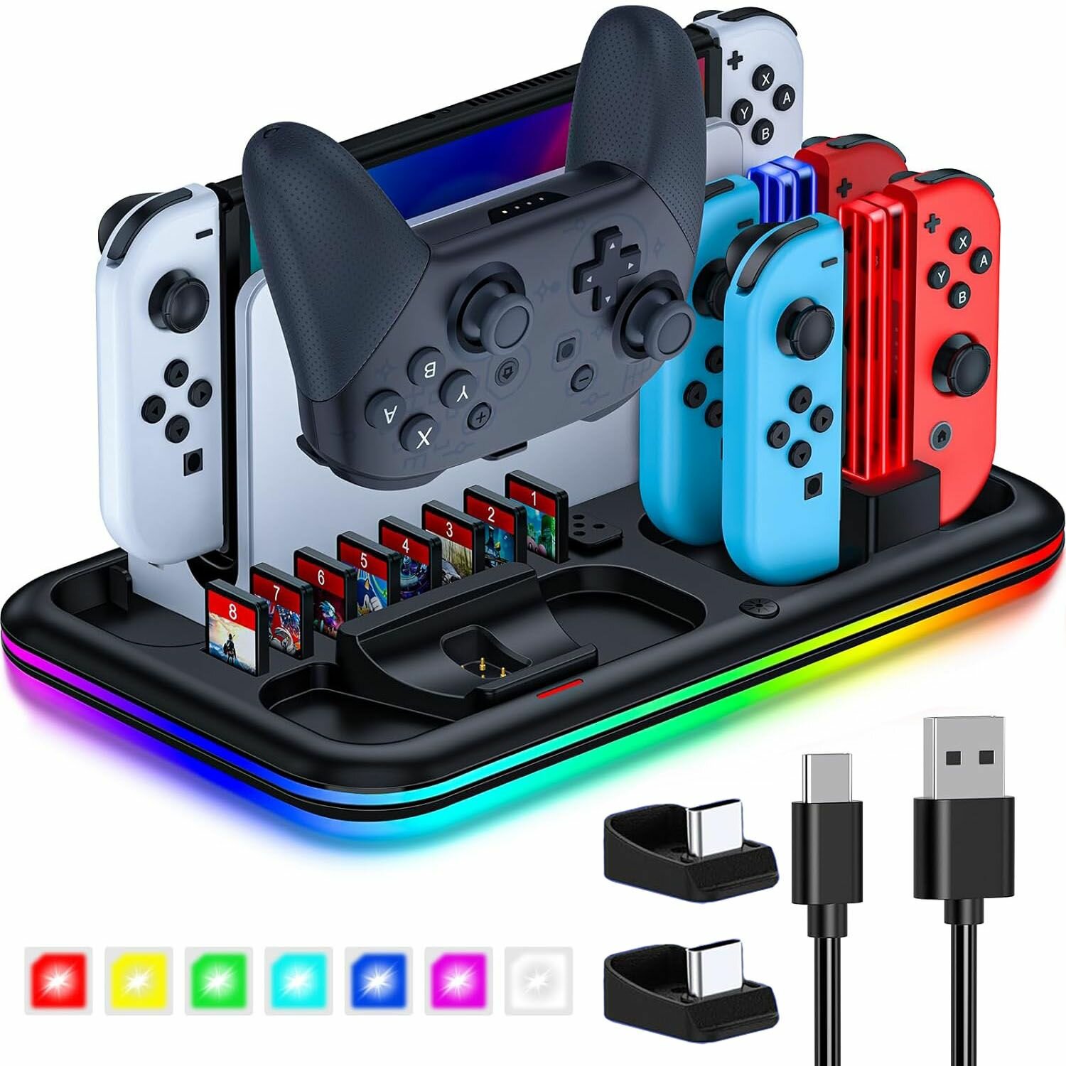 Док-станция для зарядного устройства RGB Switch Controller для Nintendo Switch и OLED-модели Joycon