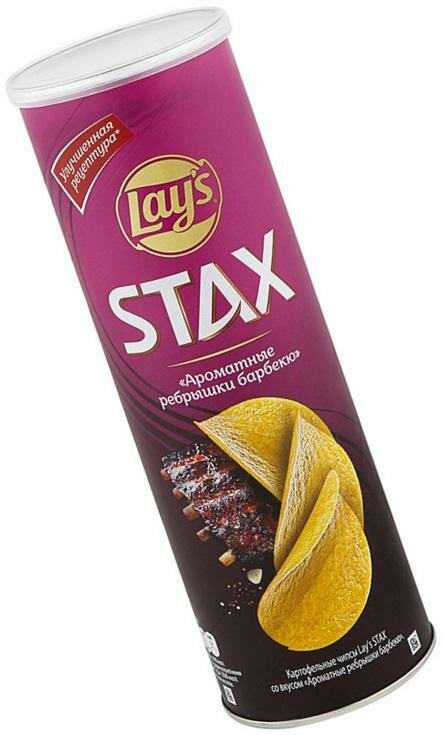 Чипсы картофельные" Lay's Stax" ароматные рёбрышки барбекю, 140 г. 5 шт.