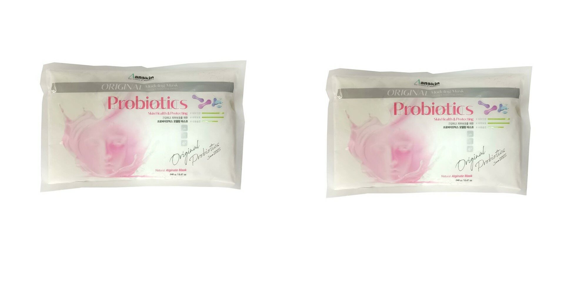 Маска для лица альгинатная Anskin Original Probiotics Modeling Mask (Refill), с пробиотиками , 240 гр, 2 шт