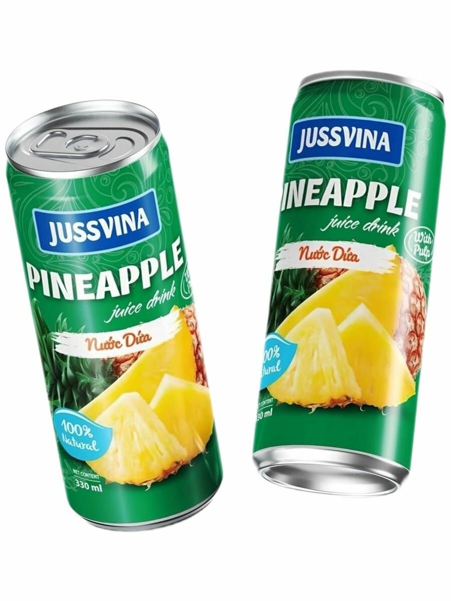 6 шт. Jussvina Pineapple напиток безалкогольный негазированный с соком