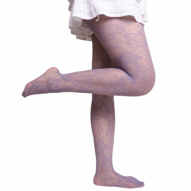 Сексуальные полые колготки в сеточку с цветами-фиолетовый