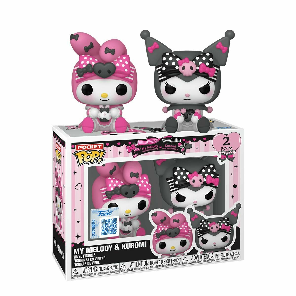 Фигурки Funko POP My Melody and Kuromi Pocket POP! 2-pack (Эксклюзив Funko Shop) из сериала Hello Kitty and Friends Sanrio / Моя Мелодия и Куроми из Приключения Хелло Китти и друзей Санрио, Фанко ПОП
