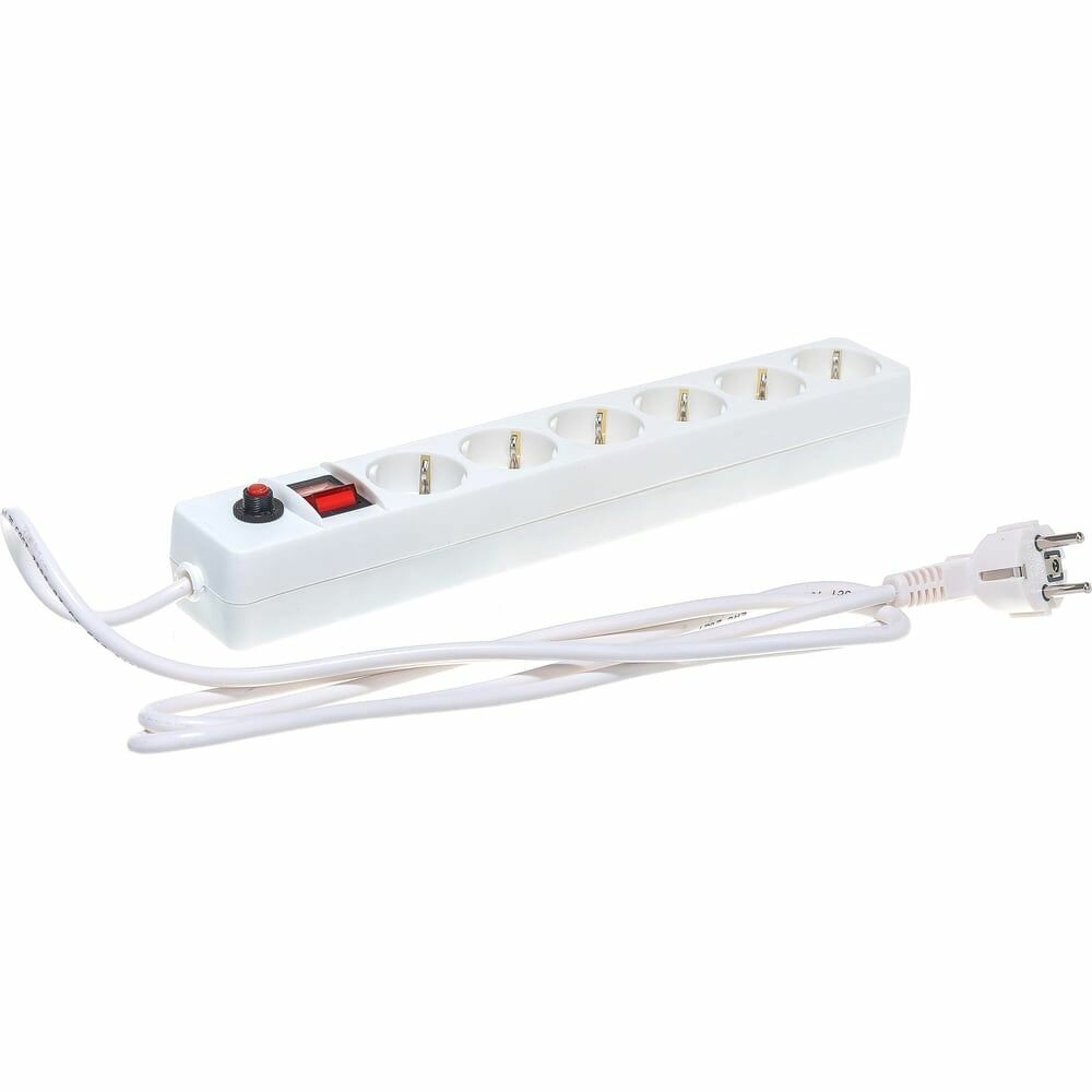 Удлинитель с сетевым фильтром 6х1.8м с заземл. 10А IP20 ПВС 3х0.75 защ. шторки бел. UNIVersal 967U-3001