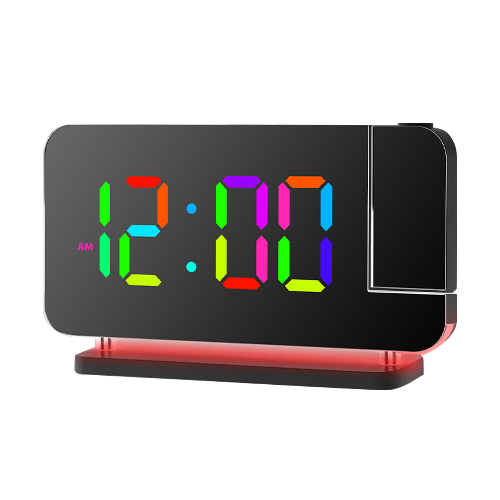 Часы электронные RGB светодиодные, ночной свет цветной, будильник, декор для дома, проекционный час, основа с RGB цветным'ambиентным светом, черный/белый (выбор), яркость 100% - 80% - 60% - 40% - 20% - выкл, громкость 6 уровней ручной регулировки,