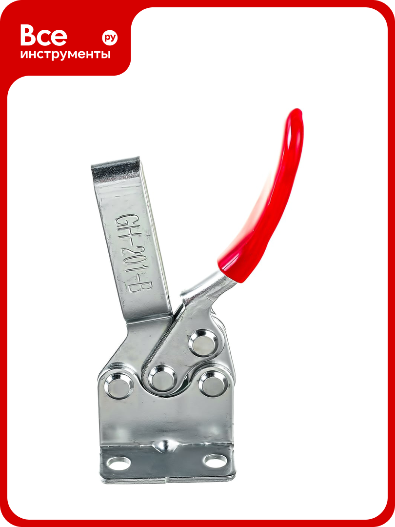 Прижим WOODWORK с вертикальной ручкой, усилие 90кг GH-201-B, из плоской