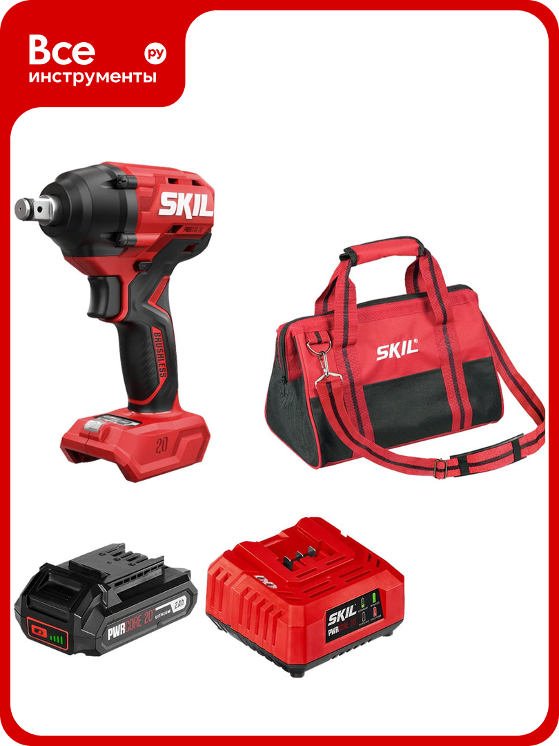 Набор SKIL Аккумуляторный гайковерт IW6720 (IW6720SE00+CB5197SE11+BG3224SE00) 9-1-008