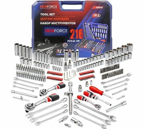 Набор инструментов YATAFORCE 216 предметов 6 гр.1/4', 3/8', 1/2' YF-38841(52566)