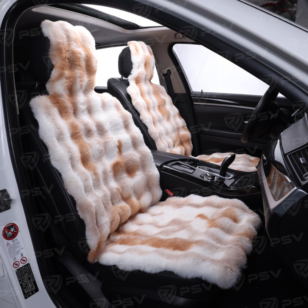 Накидка на сиденье "PSV" Rex Lux FRONT искусственный мех бело-коричневый (1 шт.)