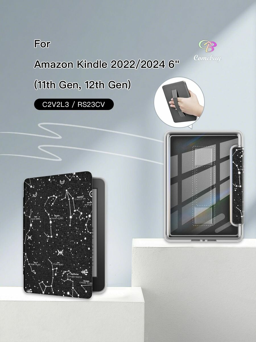 Чехол-книжка для Amazon Kindle 11 / 12 (6", 2022/2024 г.), C2V2L3 / RS23CV, прозрачная задняя крышка