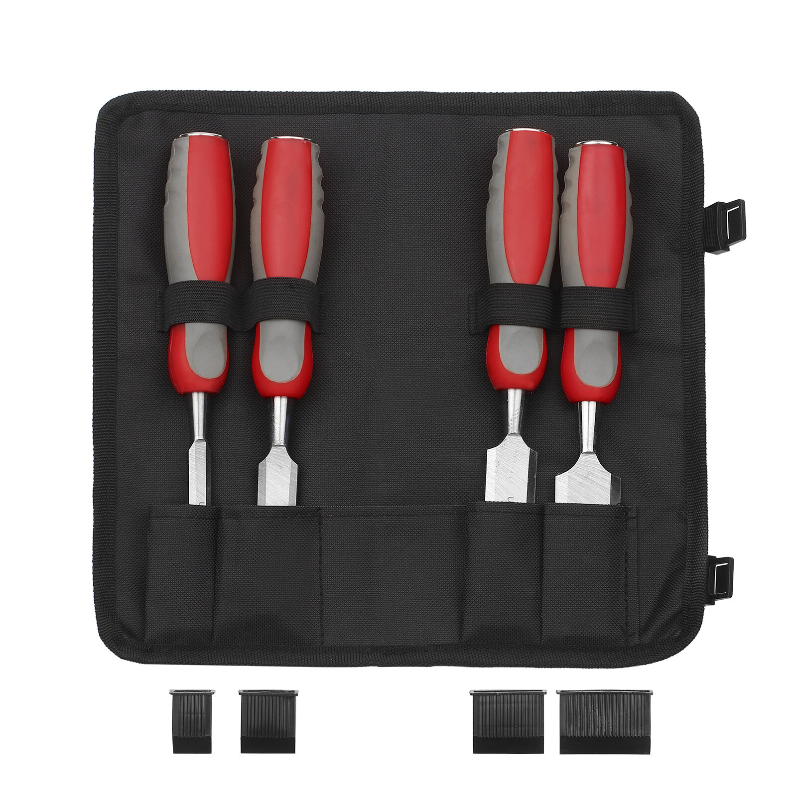 Набор из 5 стамесок по дереву для плотницких работ с сумкой для хранения, нескользящая ручка, набор стамесок для резьбы по дереву, острые лезвия со стальным ударным наконечником