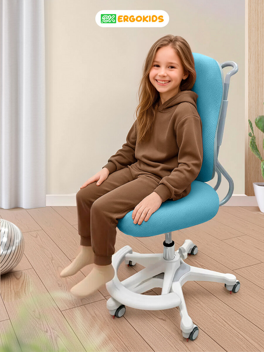 Детское компьютерное растущее кресло Ergokids Columbia Y-507 голубое