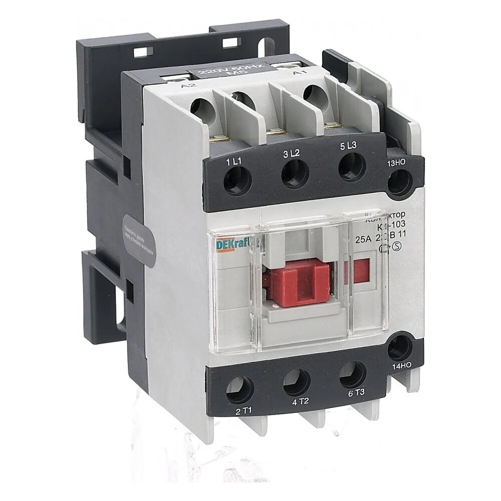 Контактор АС3 DEKraft КМ-103, 3 Р, 25 А, 220 В, 1НО+1НЗ 22118DEK, 25 А