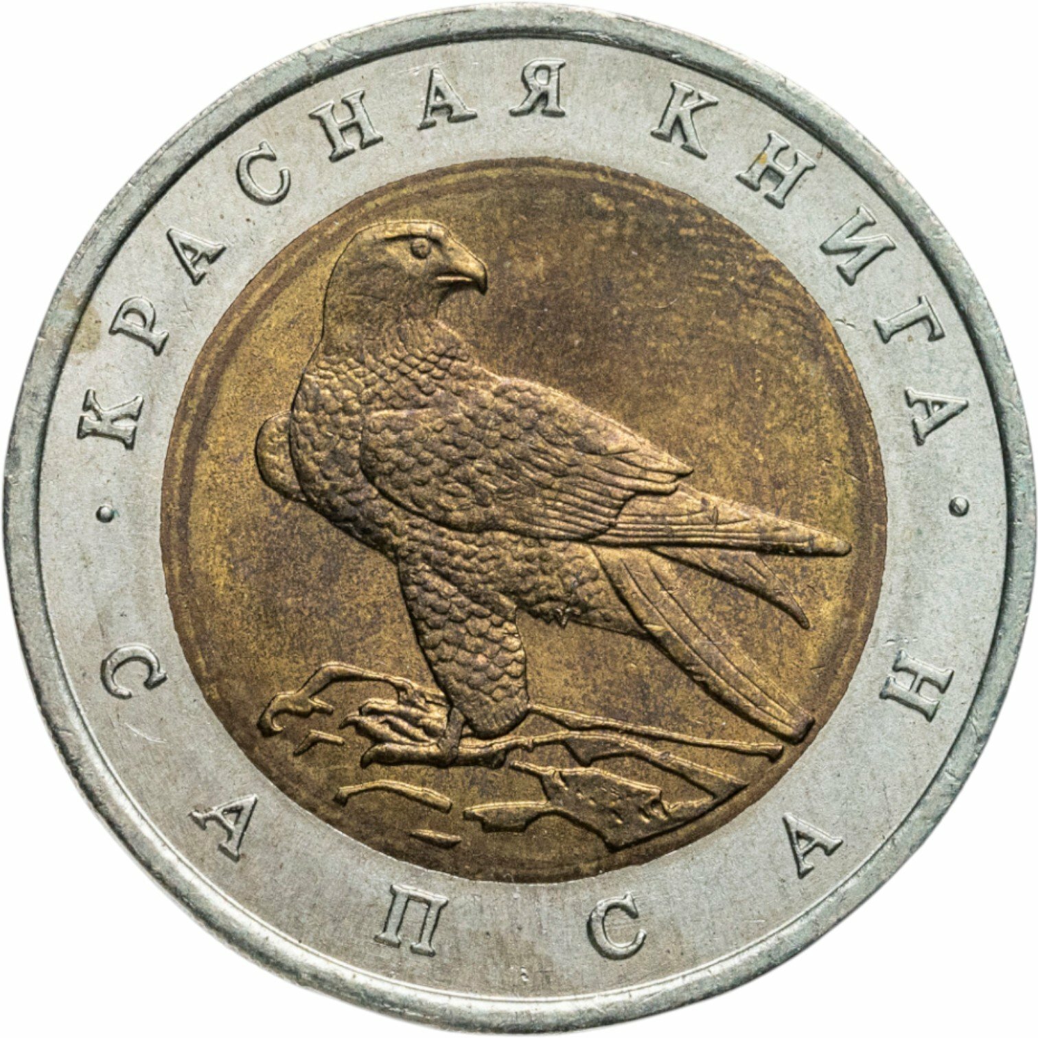 50 рублей 1994 ЛМД Сапсан - Красная Книга, Биметалл, в сохранности AU-UNC
