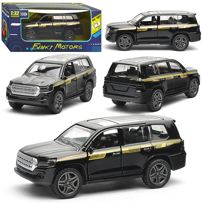 Машина игрушечная Funky Toys Черная с прозрачной крышей die-cast, 1:32, открывающиеся двери, инерционный механизм FT1101-47