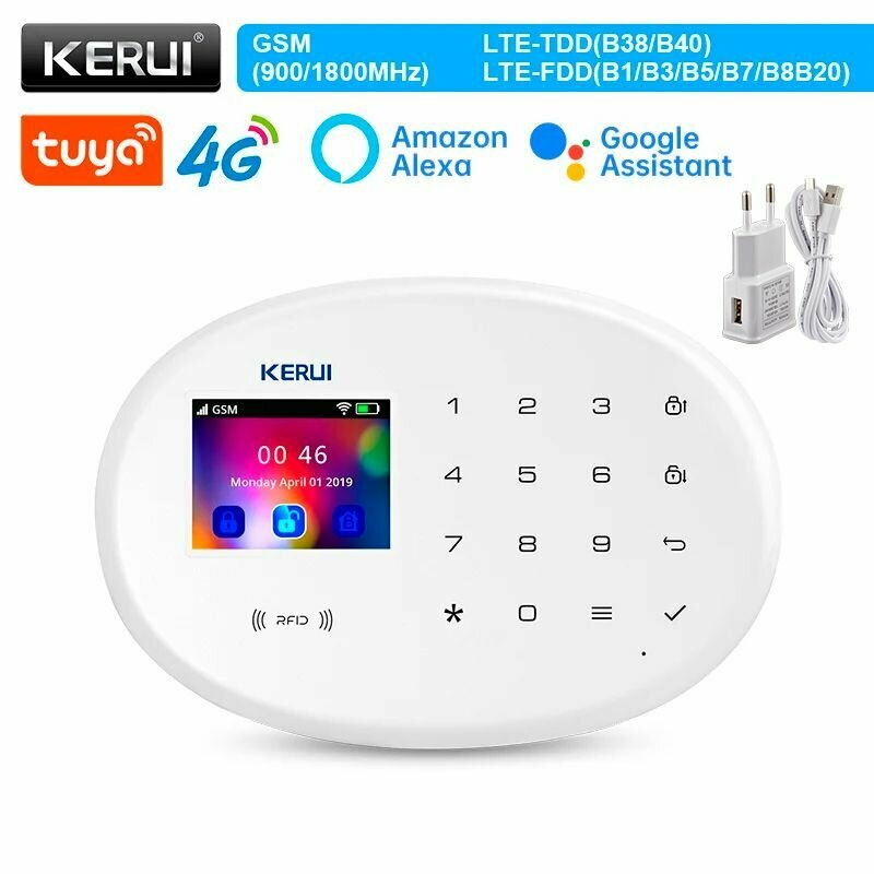 KERUI W204 4G WiFi GSM Центральная панель сигнализации, работающая с приложением Tuya Smart