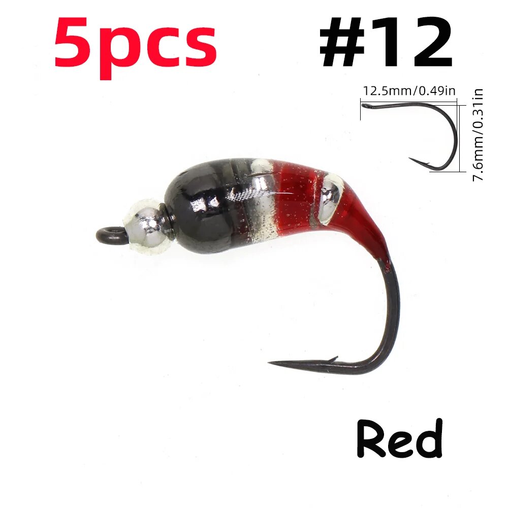 Мушки для рыбалки Red, Size 12, 5pcs