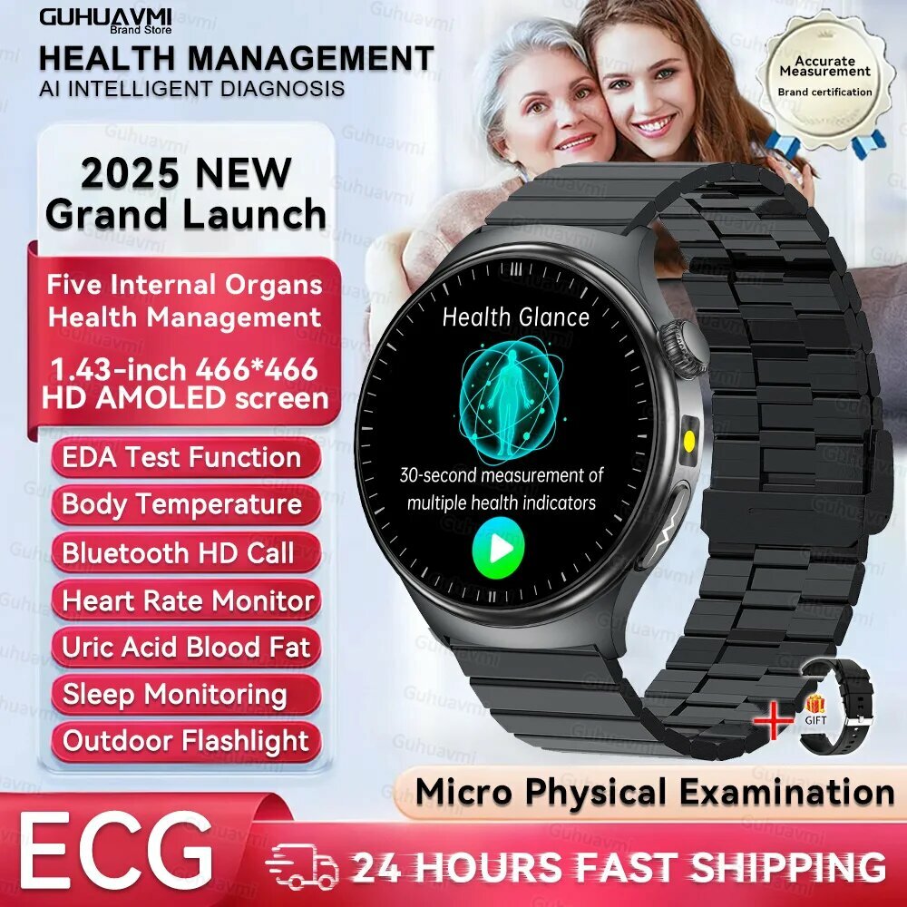 Умные часы GUHUAYME, черн. сталь B, Health Glance