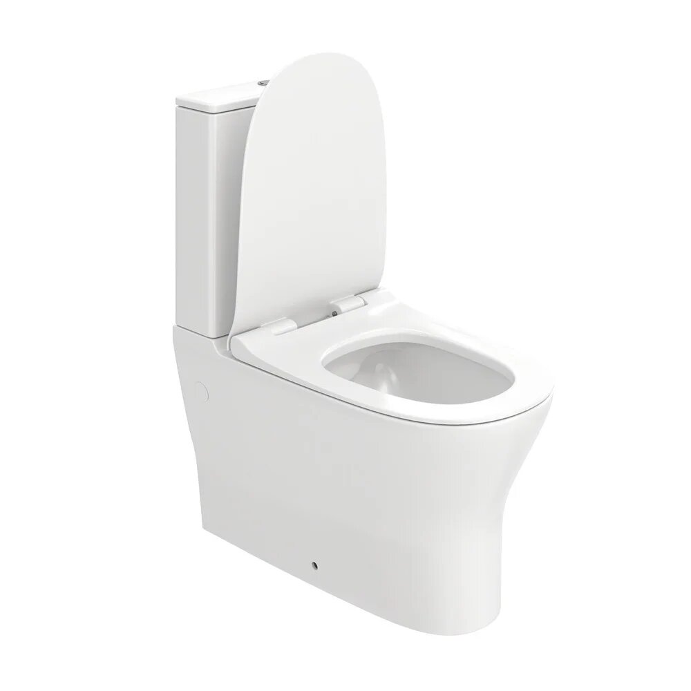 Унитаз-компакт напольный Maretti Elio EL10NBM35-844 с микролифтом, безободковый, антивсплеск, фарфоровый, белый, глянцевый, овальный, с нижним подводом, сиденье для унитаза в комплекте